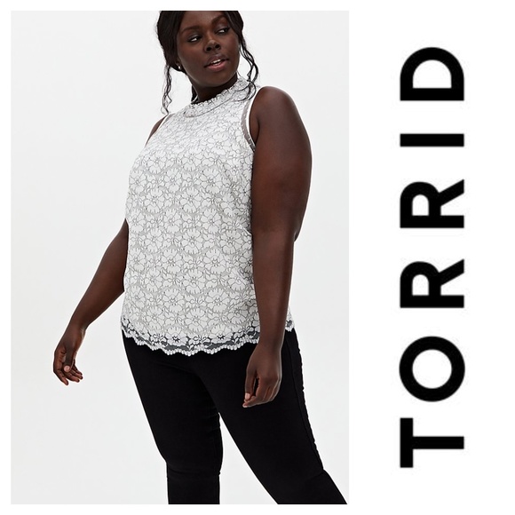 torrid | Tops | Torrid White Lace Mock Neck Tank Top | Poshmark
